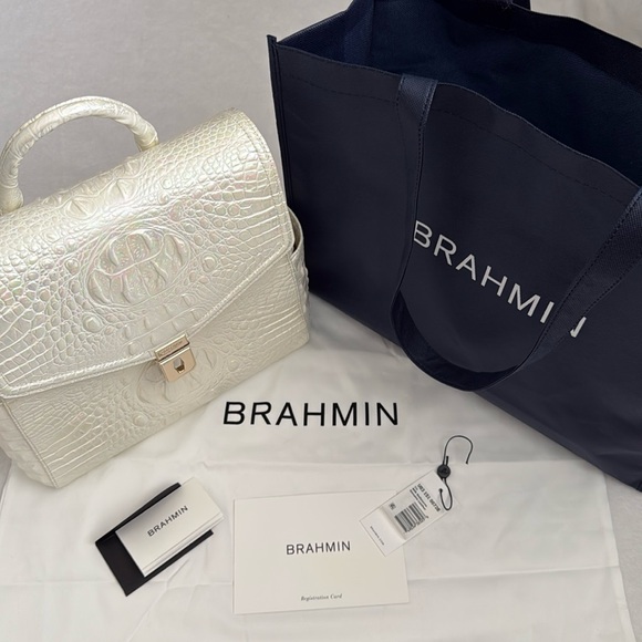 Brahmin | Bags | Brahmin Liz Milk Melbourne Iridescent Croc Convertible ...